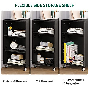 YITAHOME Mobile Wood File Cabinet, 3 Drawer Lateral Filing Cabinet, Black