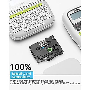 TZe131 P Touch Label Tape Clear 12mm Replacement for Brother Label Maker Tape Clear TZe-131 Laminated Black on Clear 0.47" x 26.2', Compatible with P Touch Label Maker PT-D210 H110 D220 D410, 4 Pack