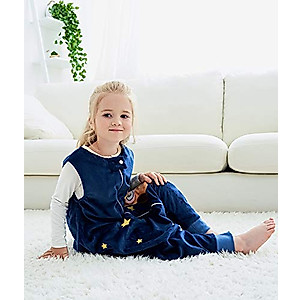 JunNeng Baby Boy Girl Fleece Sleeveless Sleep Bag with Feet Kids Cartoon Onesie Pajamas Wearable Blankets (Navy Blue Owl, M/3-5 Years)
