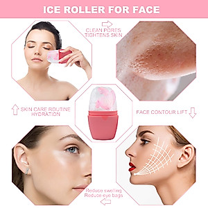 WETANG Ice Face Roller, Brighten Skin, Reusable Ice Mold for Face, Ice for Face to Tighten Skin, Silicone Ice Holder for Face, Icing Skincare Gift for Women (Pink)