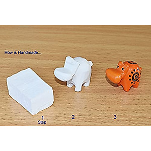 Handmade From Africa - Set of 5 Mini Soapstone - Hand Carved Lion - Elephant - Hippo - Rhino - Zebra - Figurine Sculpture - Handmade in Kenya - 1 Inch Height x 2 Inches Long, SS18