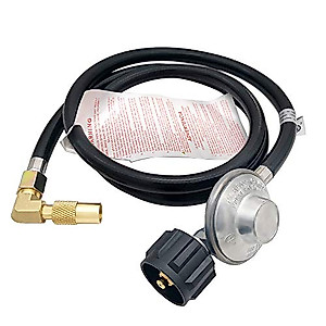MENSI 5 Feet Low Pressure Propane Regulator with 90 Degree Elbow Adaptor for Blackstone 17" and 22" Table Grill
