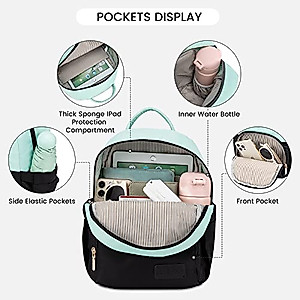 LOVEVOOK Mini Backpack Purse for Women, Small Fashion Backpack, Lightweight Cute Daypack for Travel Dating Black-Cyan Blue