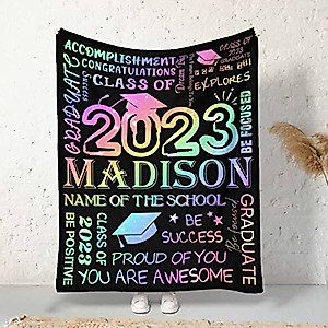 MyPupSocks Custom Blanket for 2023 Graduation, Class of 2023 Graduate Success Blanket Personalized Graduate Throw Blanket for Daughter Son Niece Sister, Customized Graduation Gifts for Him Her 30x40