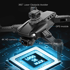 L900 Pro Se Max 4K HD Camera Drone with Laser Obstacle Avoidance, Easy GPS Quadcopter for Beginner, Brushless Motor, 5GHz Transmission, Auto Return Home, Follow Me &Anti-shake Cam (Black /2 Battery/ Storage Bag)
