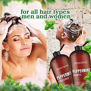 Natural Riches Peppermint Shampoo & Conditioner Set - Clarifying Formula for Thinning Hair, Fights Hair Loss, Promotes Hair Growth, Hydrating & Refreshing, Sulfate Free for Men Women, 16 fl oz each