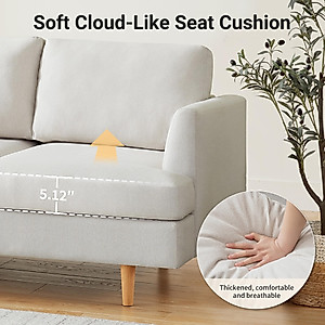 Busaurus Loveseat Sofa 56" Mid Century Modern Small Couches for Small Spaces Love Seat with 2-Seat Upholstered Cushion Sofa Couches for Bedroom, Living Room, Apartment, Office (Beige)