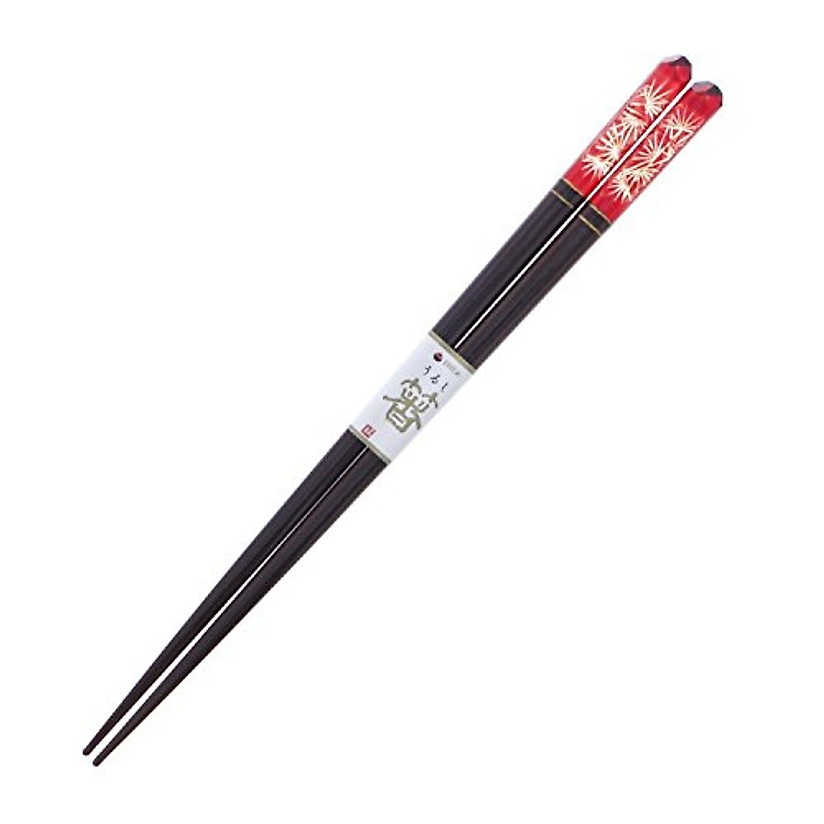 Ishida Chopsticks Made in Japan Aclear Lacquer Cut Perforated Pine Needles Wooden (Natural Wood) Red 8.5 inches (21.5 cm)