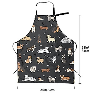 Perinsto Puppy Dog Pets Cute Animals Waterproof Apron with 2 Pockets Kitchen Chef Aprons Bibs for Grooming Cooking Baking Painting Gardening