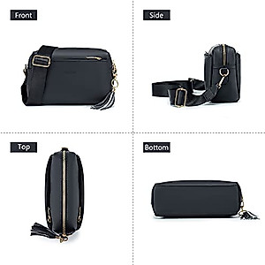Roulens Triple Zip Small Crossbody Bag for women,Wide Strap Cell Phone Purse Shoulder Handbag Wallet with Credit Card Slots