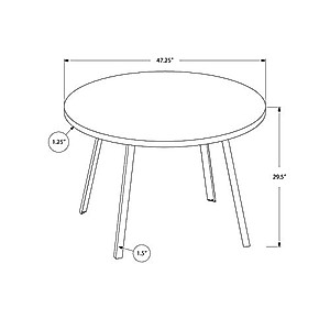 Monarch Specialties 1151 Table, 48" Round, Small, Kitchen, Dining Room, Metal, Laminate, Grey, Black, Contemporary, Modern Table-48 Dia Reclaimed Wood, 47.25" L x 47.25" W x 29.5" H