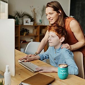 GINGPROUS 4 Pack Thank You Gifts for Teachers, Teacher Appreciation Gifts for Preschool Elementary Daycare Teacher, Teachers Day Gifts Christmas Gifts, 12oz Insulated Wine Tumbler, Rose Gold & Mint