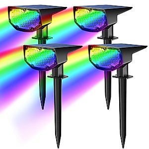 Airmee Halloween Spotlights Outdoor with Color Changing Decorations for Yard Garden Patio Lawn,4 Lighting Modes 99 LEDs Color Changing,IP68 Waterproof Solar Lights, Cold White+Multicolor,4 Pack