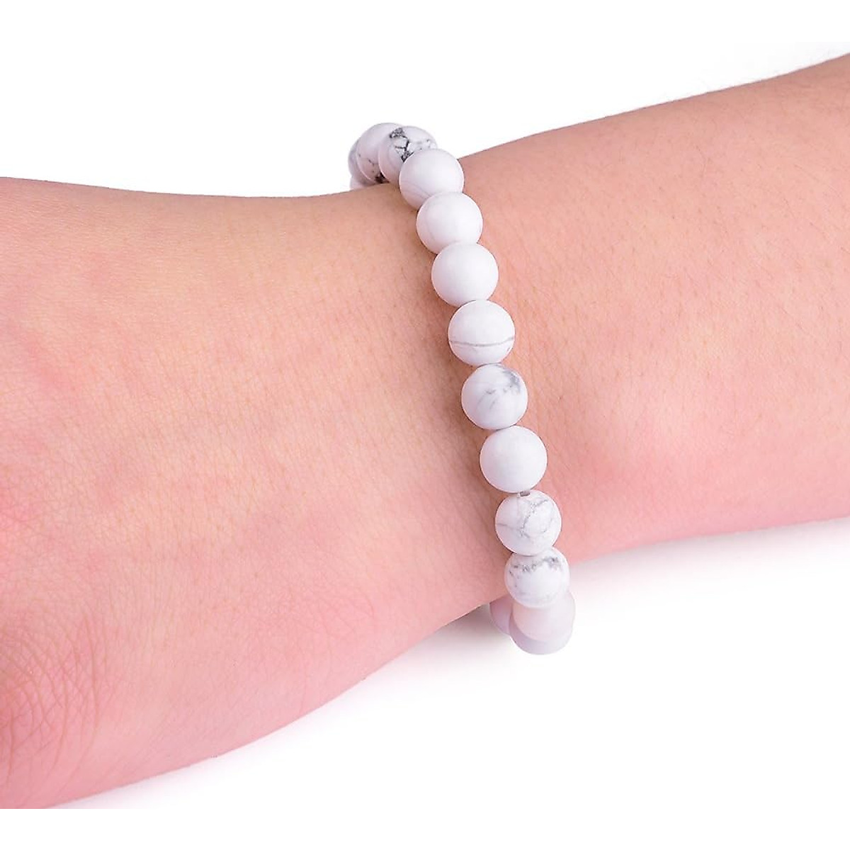 2 Pcs Couple Distance Relationship Bracelets Black Matte Agate & White Howlite Energy Beads Stone Ying Yang Balance Bracelet Banglet for Lovers Touch Bracelets Long Distance Relationship¡­