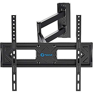 Pipishell Full Motion TV Wall Mount, Heavy Duty Single Articulating Arms TV Bracket for Most 26-60 Inch Flat Curved TVs, Up to VESA 400x400mm and 77lbs, Support Swivel, Tilt, Level Adjustment