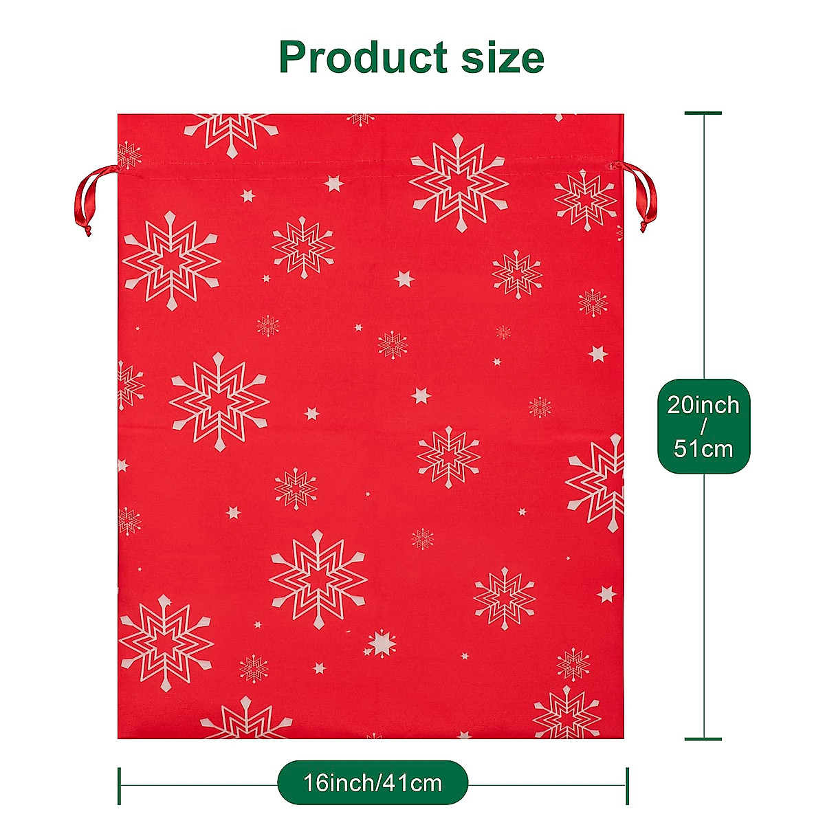 FloraSea 3 Pack 20x16 inches Christmas Big Cotton Gift Bags With Drawstrings,Reusable Holiday Fabric gift bags,Christmas Giant Gift Bags Large Present Bags for Xmas Presents Party Favor