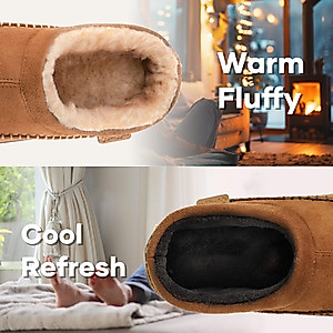 Zigzagger Men's Slip On Moccasin Slippers, Indoor/Outdoor Warm Fuzzy Comfy House Shoes, Fluffy Wide Loafer Slippers,Coffee, 11-12 D(M) US