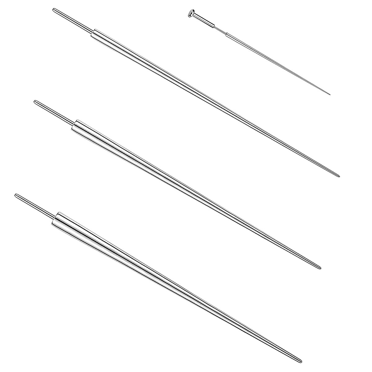 ZS 3Pcs G23 Titanium Insertion Pin Taper for Nose Ear Navel Lip Threadless Piercings Jewelry Kit, 18/16/14G Push in Body Piercing Stretching Kit Assistant Tool (18G/16G/14G)