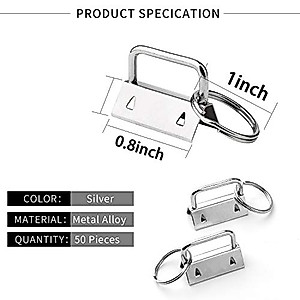 HRLORKC 50 Sets Key Fob Hardware Key Fob Keychain Wristlet with Split Ring 0.8 Inch