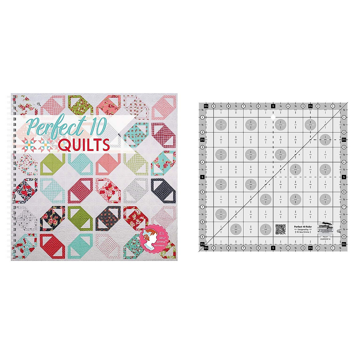 Perfect 10 Quilts Bundle- Creative Grids Perfect 10 Ruler and Perfect 10 Quilts Pattern Book