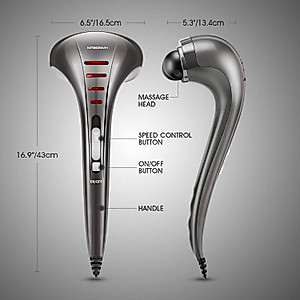 Hangsun Handheld Neck Back Massager MG460 Deep Tissue Percussion Massage for Shoulder, Leg, Foot, Muscles, Electric Double Head Full Body Massagers