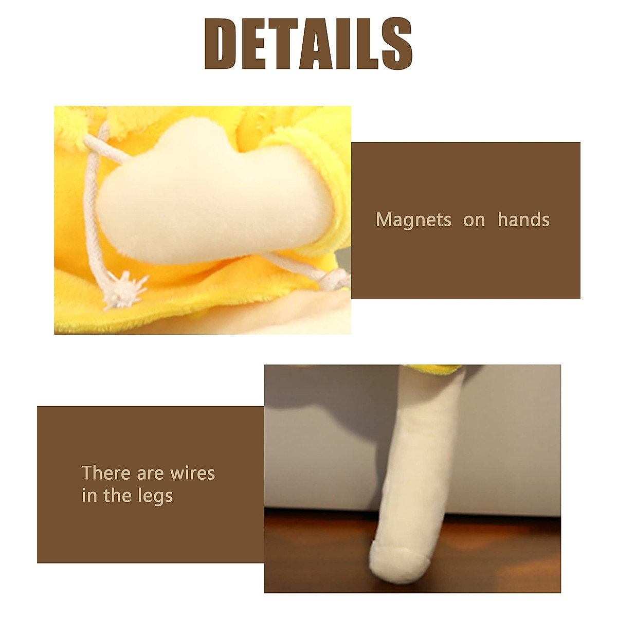 Kahopy Plush Toy Stuffed Doll with Magnet Pose Changeable Funny Doll Man Decompression Toy Birthday Party Festivals Gifts (7.5 in)