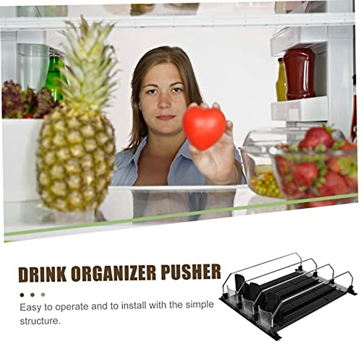 ULTECHNOVO Soda can Organizer Soda can Organizer Drink Refrigerator Storage Mini Refrigerator 3pcs Drink Pusher Ball Black Abs Slide Rail Mini Water Bottle Pusher Glide