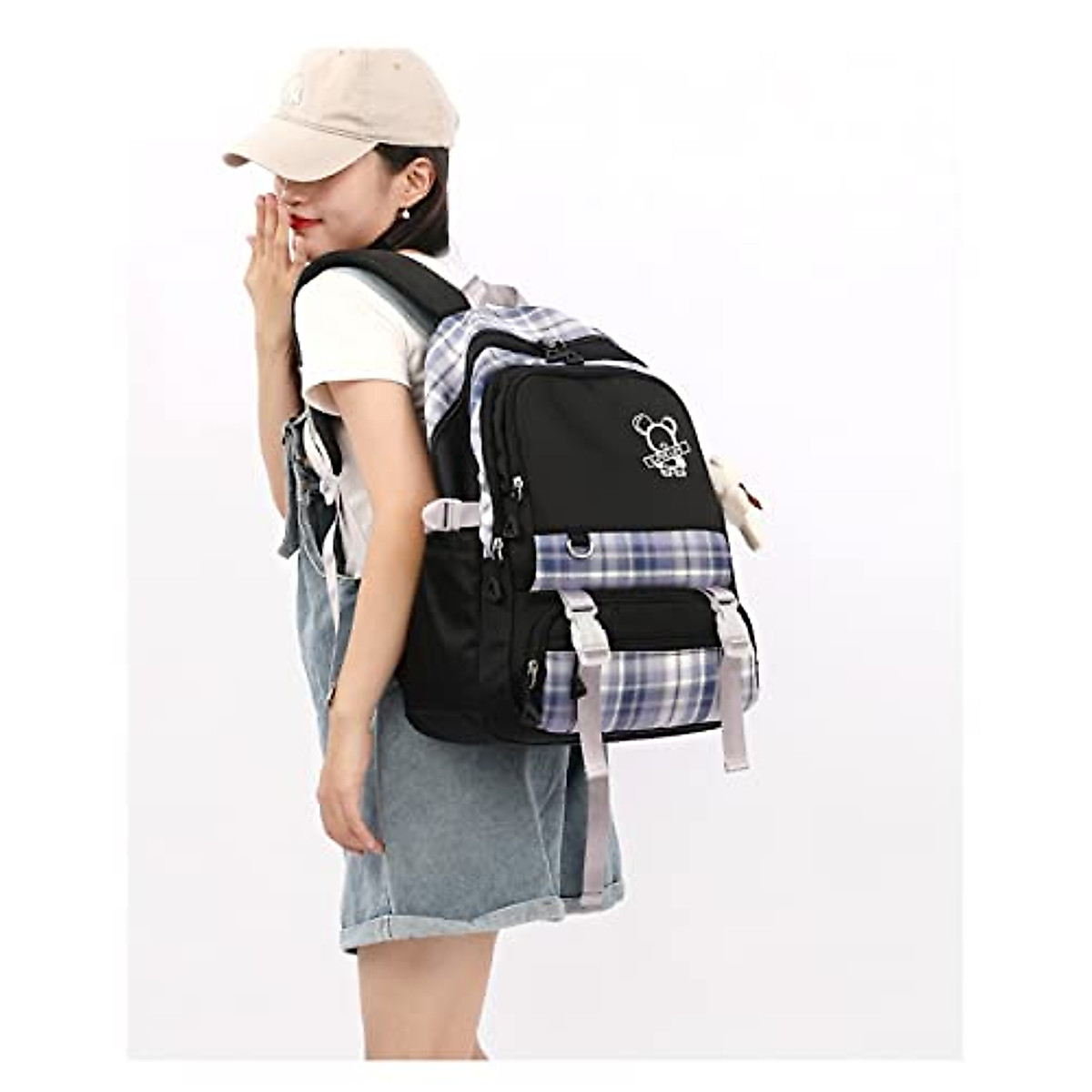 MeganJDesigns Cute Aesthetic Backpack for Teens Girls Boys College High Middle School Student Lightweight Book Bag Casual Kawaii Daypacks (E-Black Aesthetic Backpack)