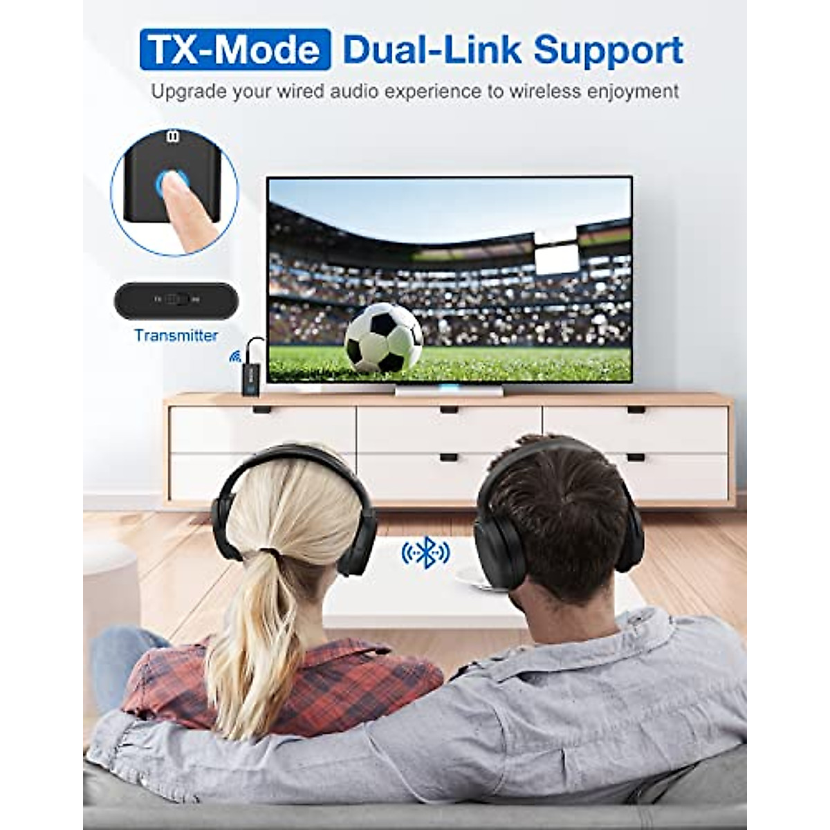 BlitzMax Bluetooth 5.2 Transmitter Receiver, 2-in-1 Bluetooth Adapter Mini Portable with 3.5mm Jack, aptx-Adaptive, Dual Link Bluetooth Audio Adapter for PC/TV/Car Sound System/Wired Speaker