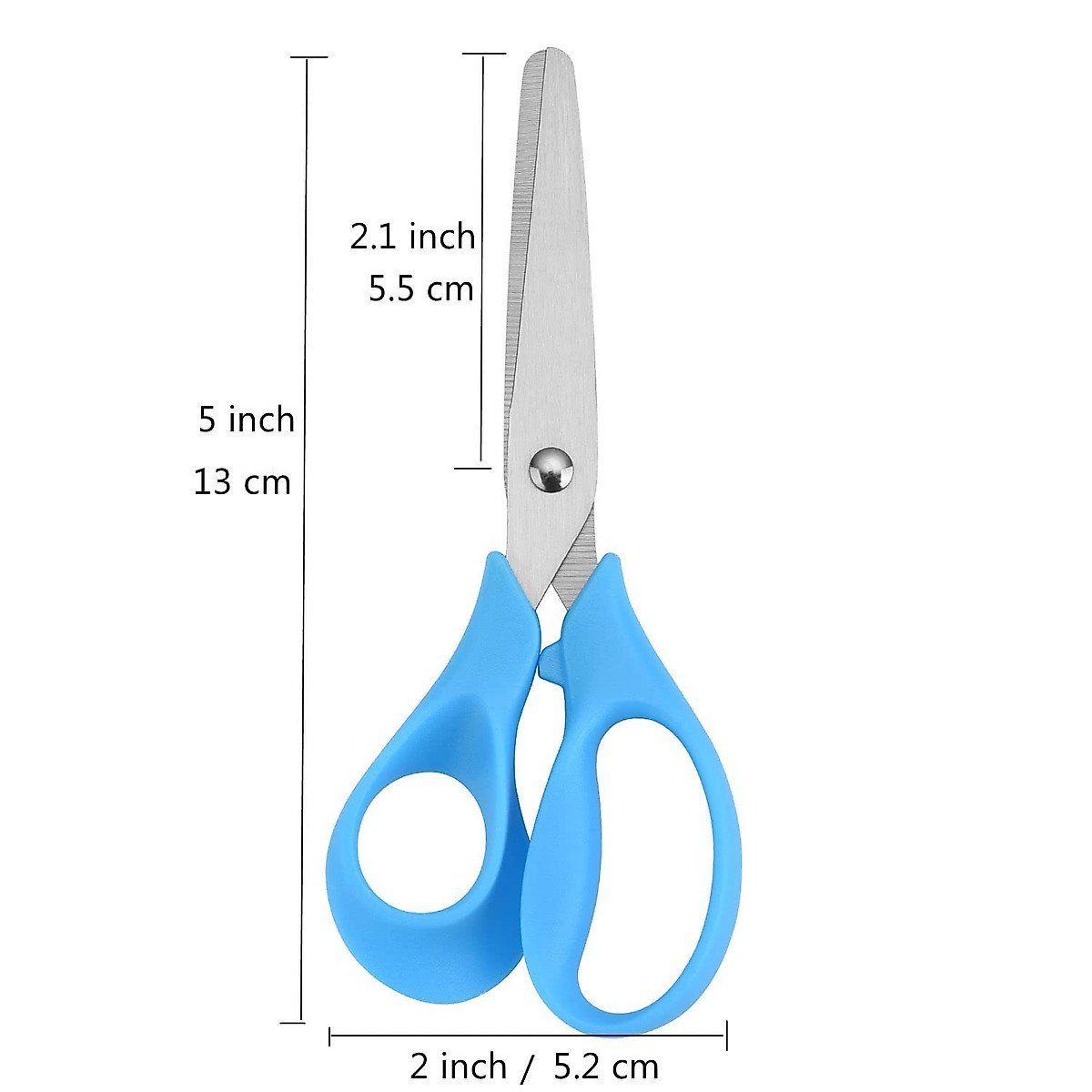 Left Handed Scissors Kids,5" Left Handed Kids Craft Scissors Ages 3+ Stainless Steel Soft Comfort-Grip Handles Blunt Lefty Safety School Scissors For Classroom Home Household 3 Pack