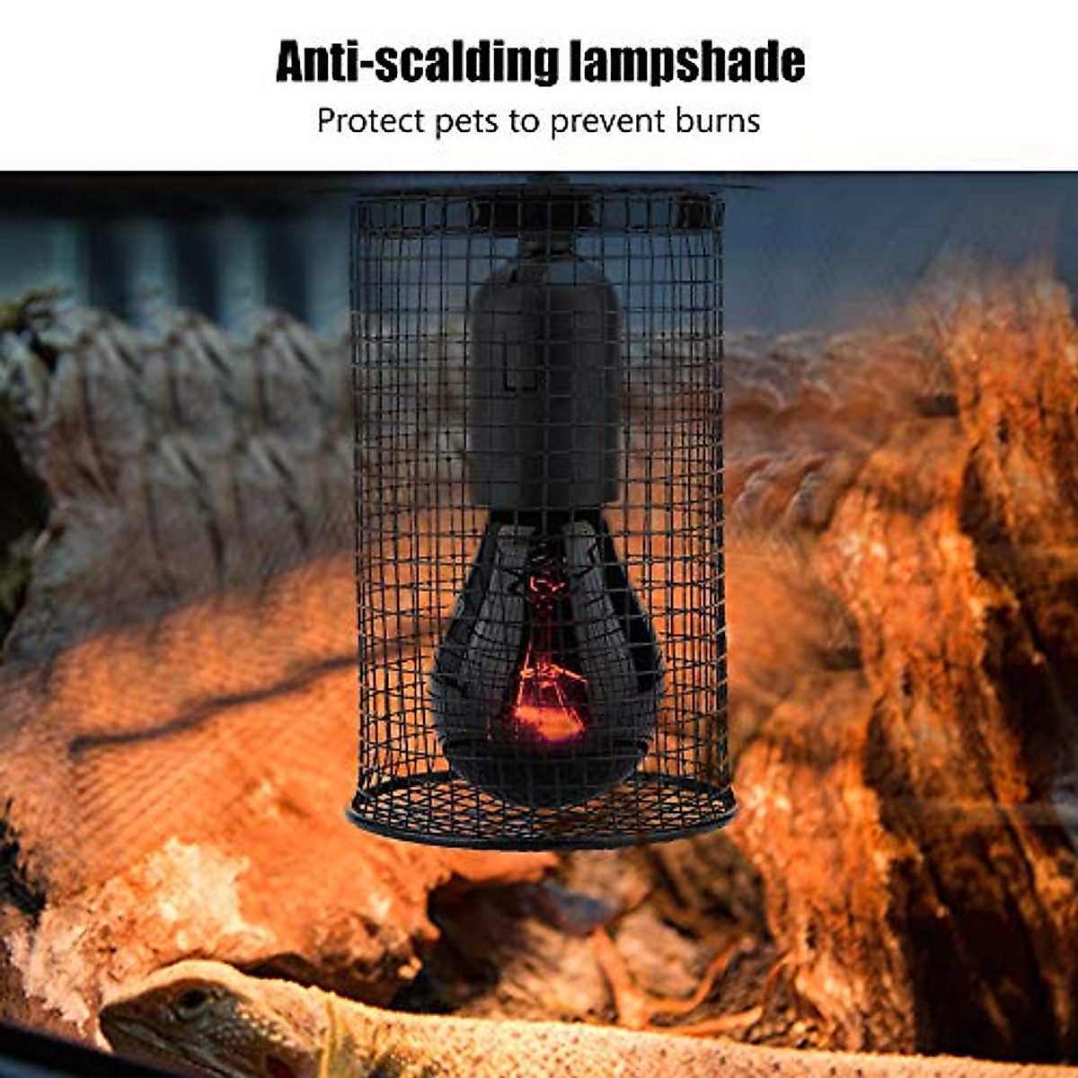 plplaaoo Square Reptile Protection Lampshades, Reptile Anti Scald Lamp Cover, Reptile Heater Lamp Guard, Lampshade Mesh Cover, Reptile Lamp Cover for Reptile Lizards Spider Scorpion