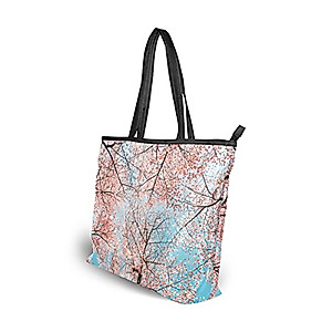 Cherry Blossoms handle bag Shoulder Tote Bag For Women Fashion Multi functional Bag Shopping Travel GYM Outdoors