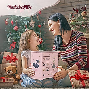 efubaby Large Jewelry Box for Girls 5 Layer Musical Box with Swing Door Spinning Ballerina, Unicorn Jewelry Set Included Jewelry Box Organizer for Girls Kids Jewelry Box Birthday Valentine Gift Pink