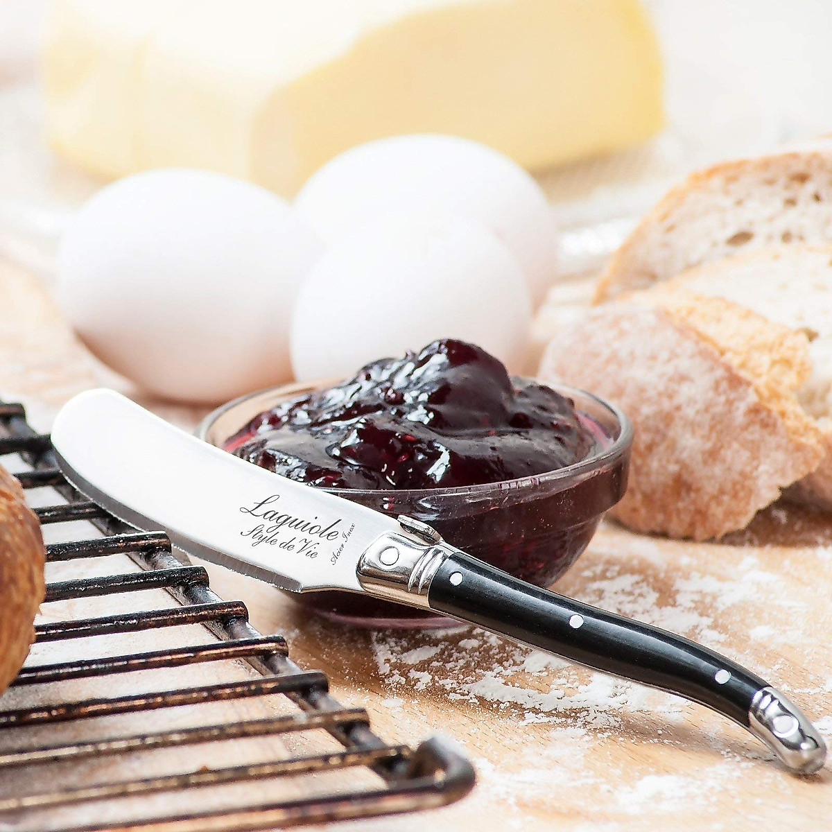 Laguiole Style de Vie Butter knives Premium Line, set of 4, black