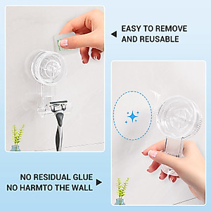 LUXEAR Suction Hooks, 2 Pack Razor Hooks Removable & Reusable Suction Shower Hook Waterproof Powerful Vacuum Suction Hanger for Towel Bathrobe Loofah Bathroom Kitchen Storage Hooks Weather Hanger Hook