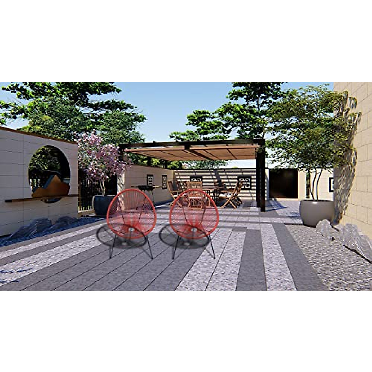 Kingmys Acapulco Woven Lounge Chair for Indoor and Outdoor Use (2PC Red)