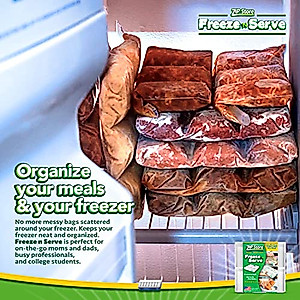 Zip n Store - Freeze n Serve - Organize Your Freezer - Freeze In Bulk, Serve In Portions, Perfect For Meal Prep + Portion Control + Organization, Freeze Leftovers, Like An Icecube Tray For Food