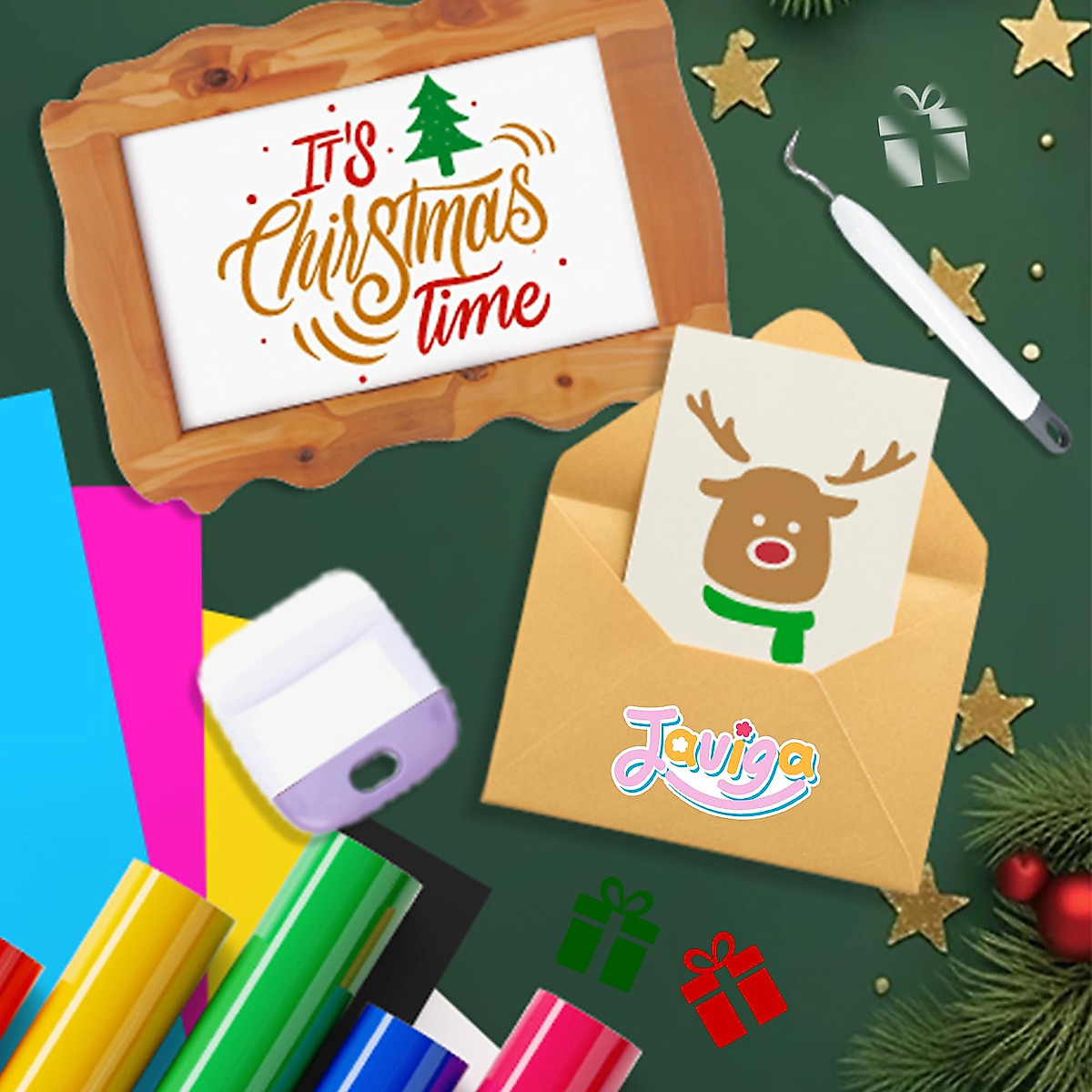 JAVIGA White Permanent Vinyl for Cricut Machines, 12" x 40 FT White Vinyl for Christmas Decorations Outdoor, Glossy White Adhesive Vinyl Roll for Wedding Party, Wall Stickers, Cards, Mug, Signs Decals