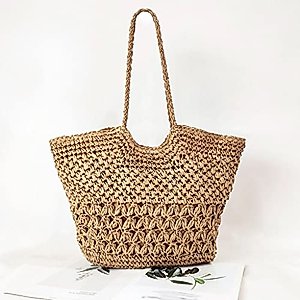 JKUYWX Hollow-Out Woven Bag Shopping Bag Holiday Beach and net Bag Handbag (Color : E, Size : 1)
