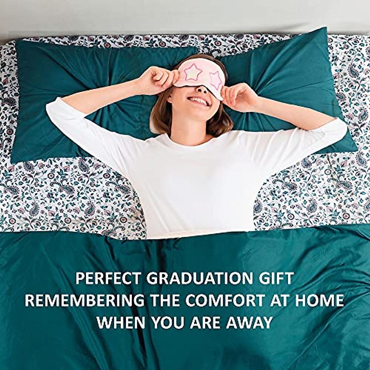 Comfort Spaces 17 Piece Bed in A Bag Comforter Set Include Sheets with 2 Side Pockets - All Season Cozy Bedding and Bedroom Organizer, College Dorm Room Essentials, Full, Henry, Teal