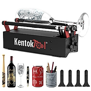 KENTOKTOOL ARot2 Rotary Roller for Laser Engraver, 360°Y-axis Roller with 8 Adjustment Diameters for 6 to 200mm Cylinders, Cups, Pens, Compatible with LE400PRO and Most Other Laser Engraving Machines