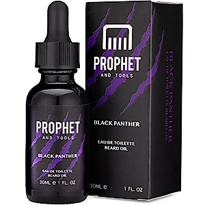 Dark & Sexy Musky Scented Black Panther EDT Aftershave Beard Oil FOR MEN - Soothes Skin, Softens Hairs, Shine Booster, Thicker & Fuller Beard Growth - Vegan and Nuts-Free - Prophet and Tools