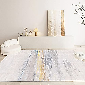FINOREN Abstract Vignetting Area Rugs for Living Room,Bedroom,Hallway,Dining Room,Non-Shedding,Non Slip Backing,Floor Decoration Carpets,Gray-Golden,5x7 Feet