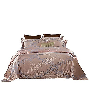 Dolce Mela 6 Piece Bedding Duvet Cover Set, Luxury Jacquard Top, 100% Soft Combed Cotton Inside, Superior Comfort, Breathable, All-Season, Machine Washable, DM801Q, Multi-Color, Queen