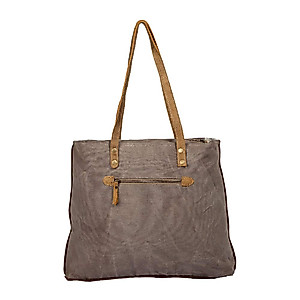 Myra Bag Silvan Upcycled Canvas & Cowhide Leather Tote Bag S-1204, Brown, One Size