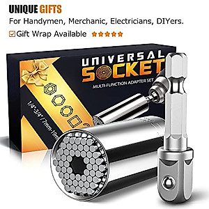 Gifts for Men Multitool Pen - Stocking Stuffers for Men Dad Cool Tool Gadget for Husband + Universal Socket Tools Gifts for Men Dad - Christmas Stocking Stuffers for Men Socket Set with Power Drill