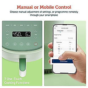 COSORI Air Fryer 4 Qt, 7 Cooking Functions Airfryer, 150+ Recipes on Free App, 97% less fat Freidora de Aire, Dishwasher-safe, Designed for 1-3 People, Lite 4.0-Quart Smart Air Fryer, Sage Green