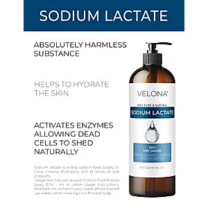 velona Sodium Lactate 60% - 8 Fl Oz | USP Grade Natural Preservative | For Soap Making & Lotions | Harder Bar of Soap, pH Regulator, Glycerin substitute, Provides and Keep Moisture
