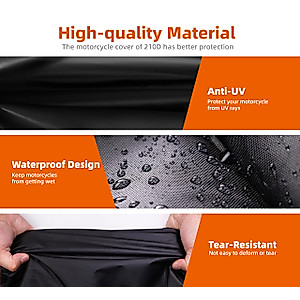 Wrypun Motorcycle Cover for Honda Goldwing 1100 1200 1500 1800 XXXL Outdoor Black+Red