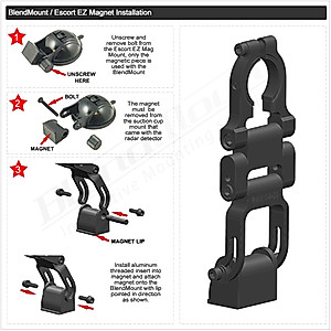 BlendMount Radar Detector Mirror Mount BMG-2001R, Compatible with EZ Magnet Mount for Escort MAX 4, MAX 3, MAX 360 MKII, MAX 360C MKII, MAXcam360c, MAX 360c, Redline 360c